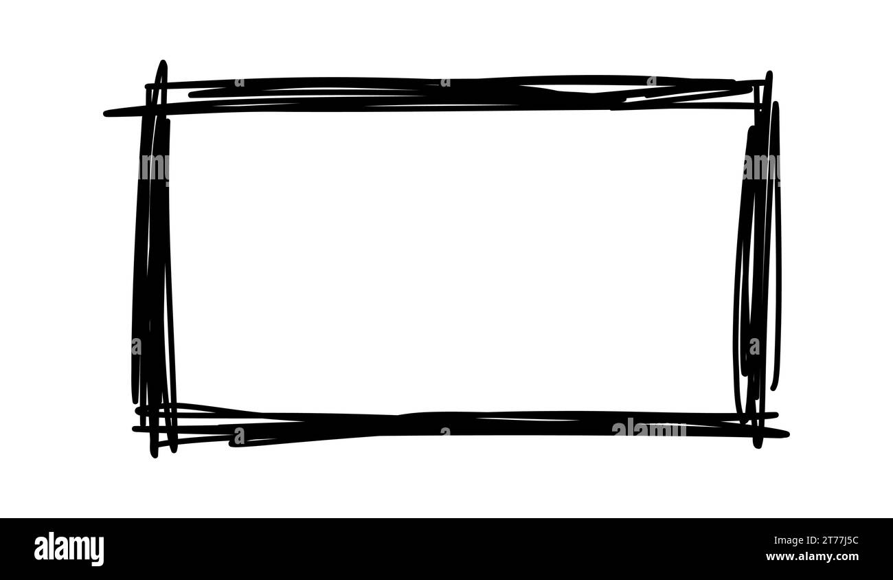 Doodle frame. Rectangle hand drawn border. Squared ornament frame for ...