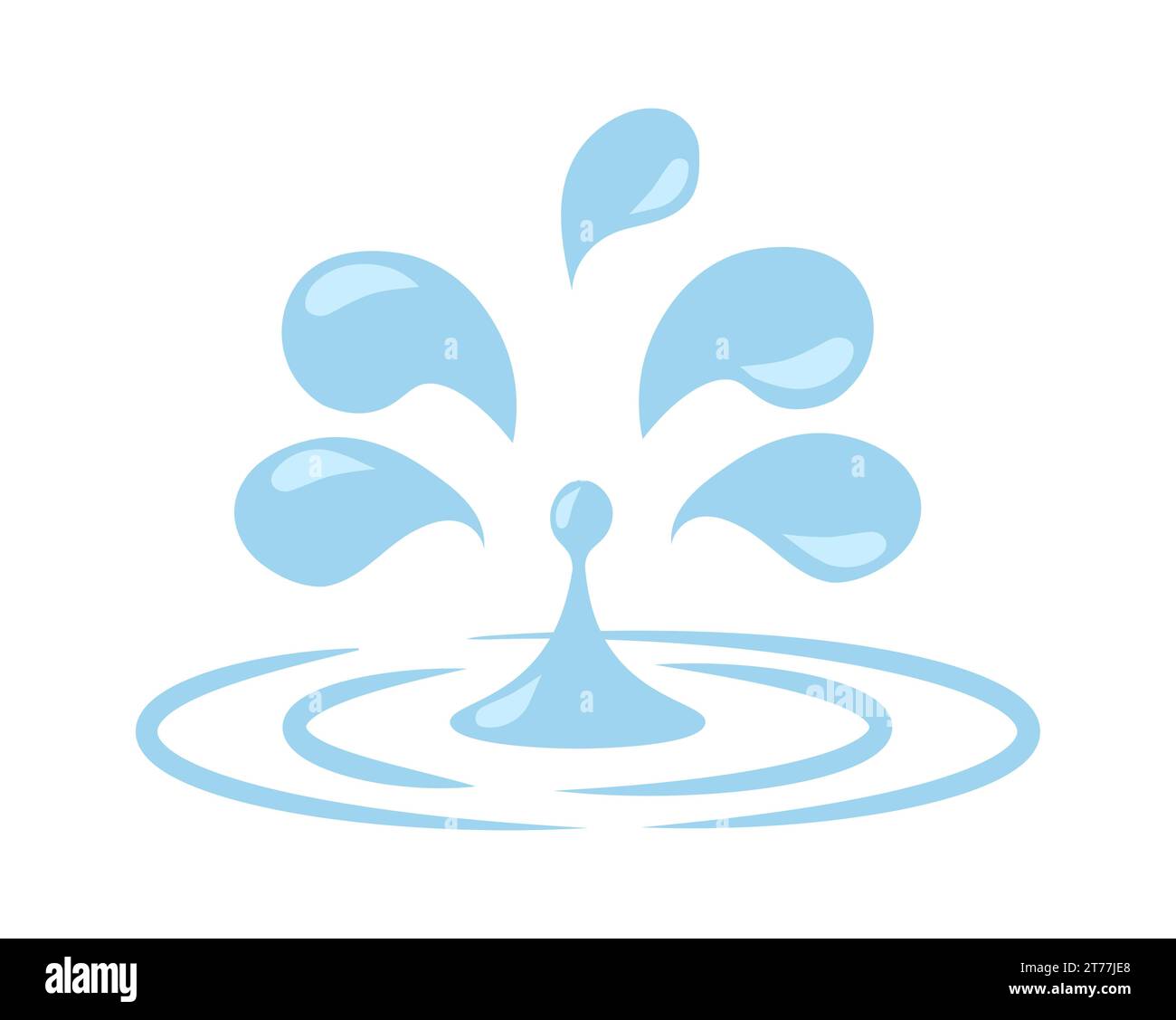 Water drops and puddles. Cartoon raindrops. Vector blue flat falling ...