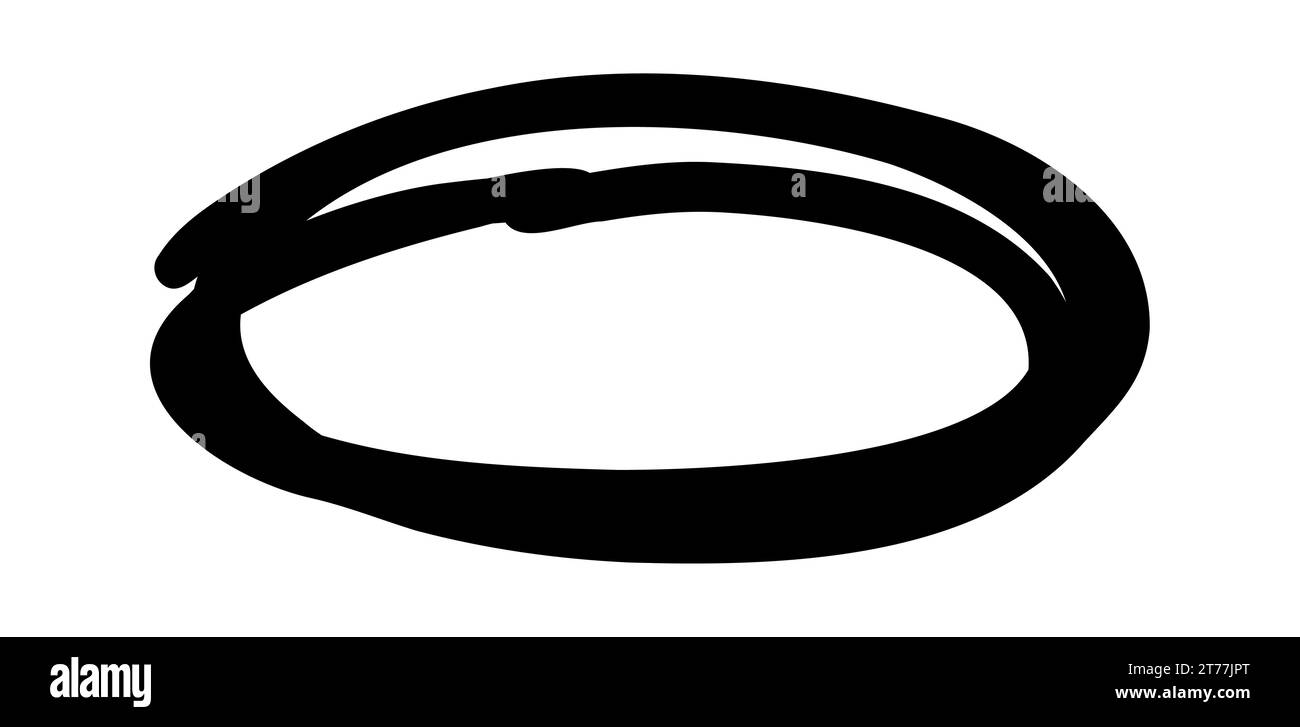 Oval hand drawn shapes. Doodle highlighter handwritten circle. Vector ...