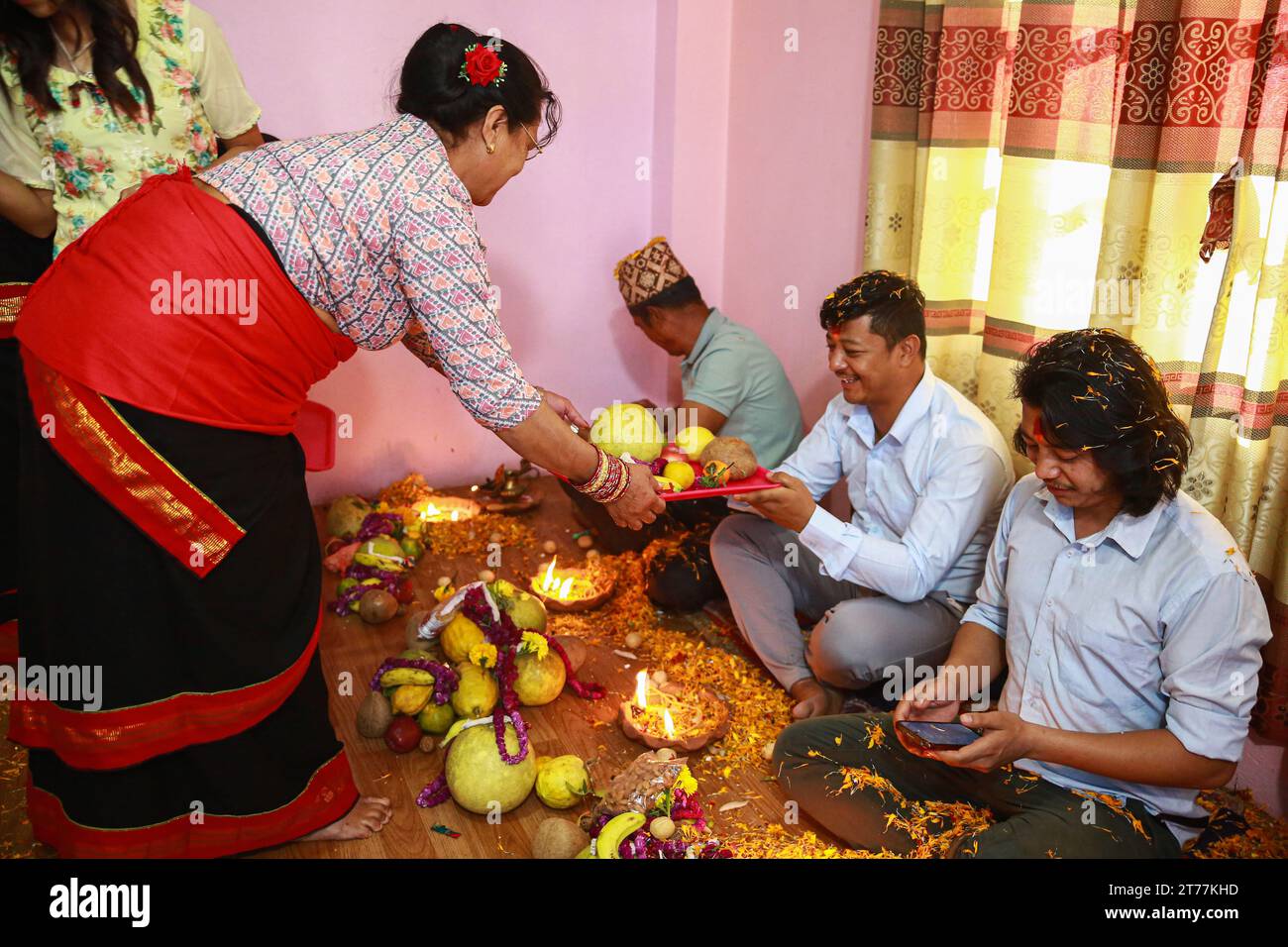 Bhaktapur, Bagmati, Nepal. 14th Nov, 2023. People from Newar Community ...