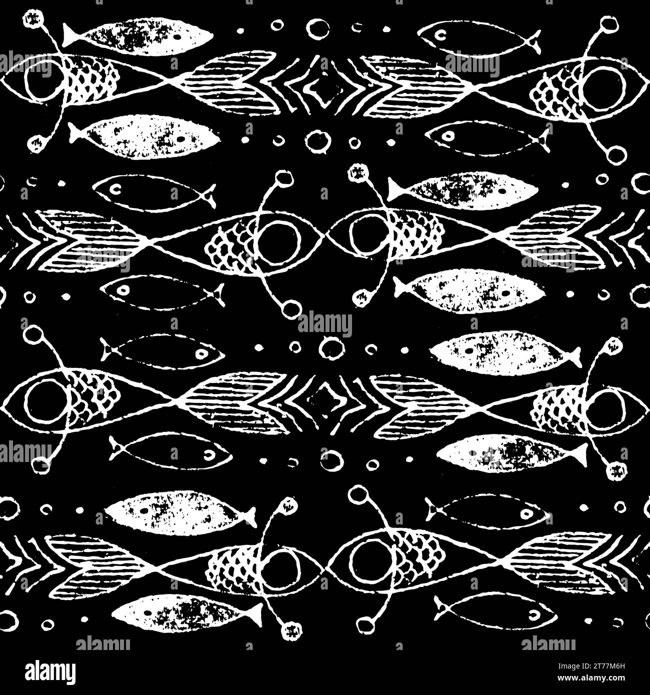 Fish, abstract geometric style. Abstract grunge background. Vector hand ...