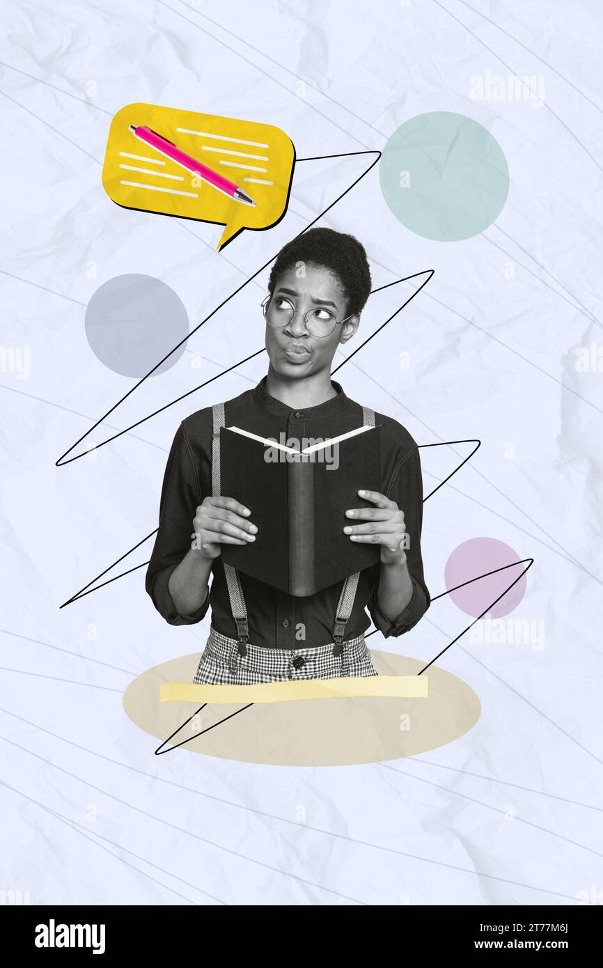 Sketch image collage of minded man reading notebook planner diary ...