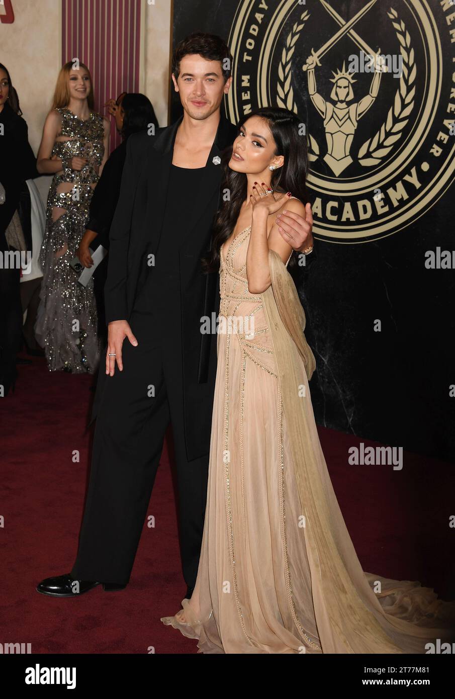 HOLLYWOOD, CALIFORNIA - NOVEMBER 13: (L-R) Tom Blyth and Rachel Zegler ...