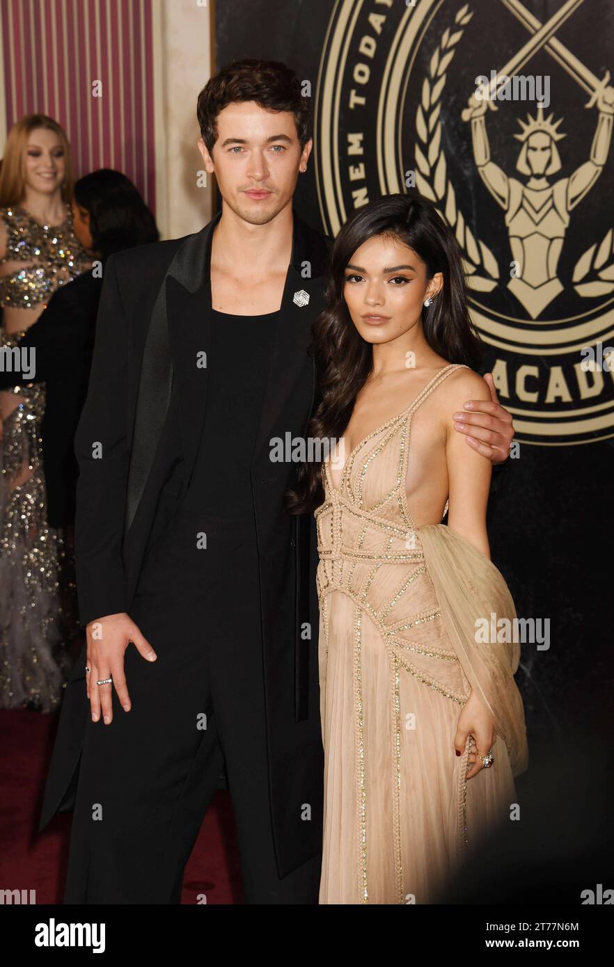HOLLYWOOD, CALIFORNIA - NOVEMBER 13: L-R Tom Blyth and Rachel Zegler ...
