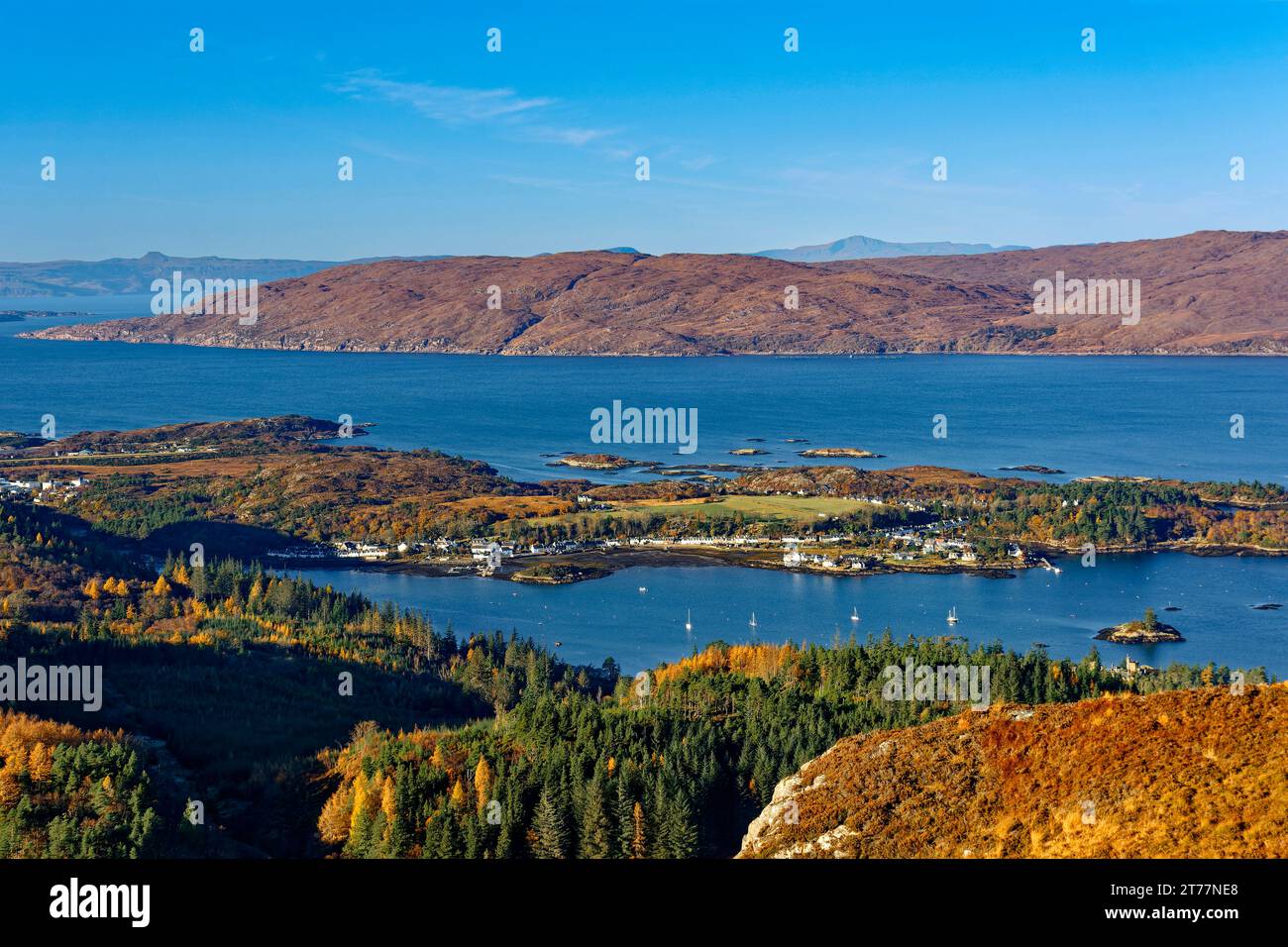 Plockton Loch Carron Wester Ross Scotland autumn sunshine over the ...
