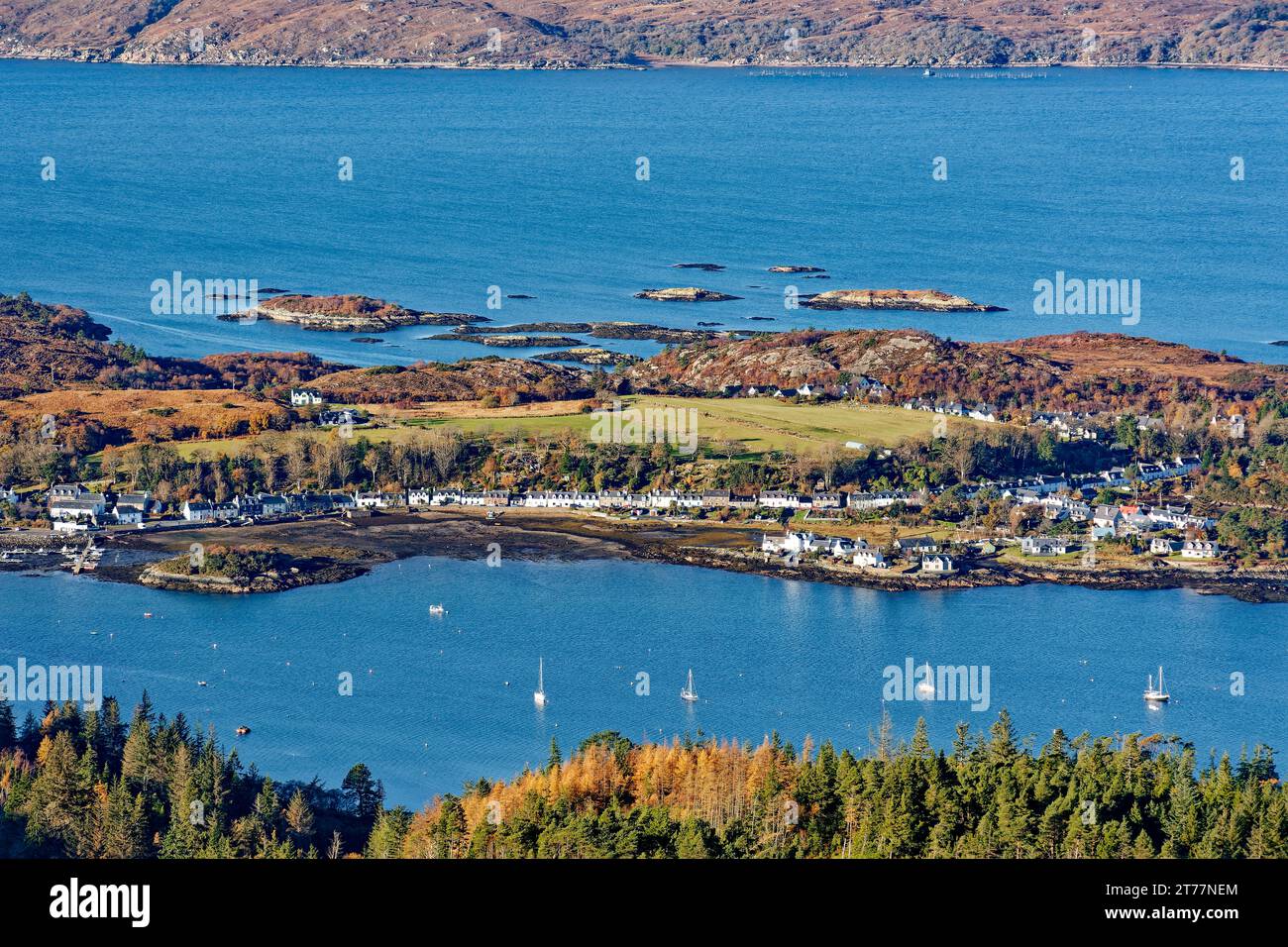 Plockton Loch Carron Wester Ross Scotland autumn sunshine over the ...