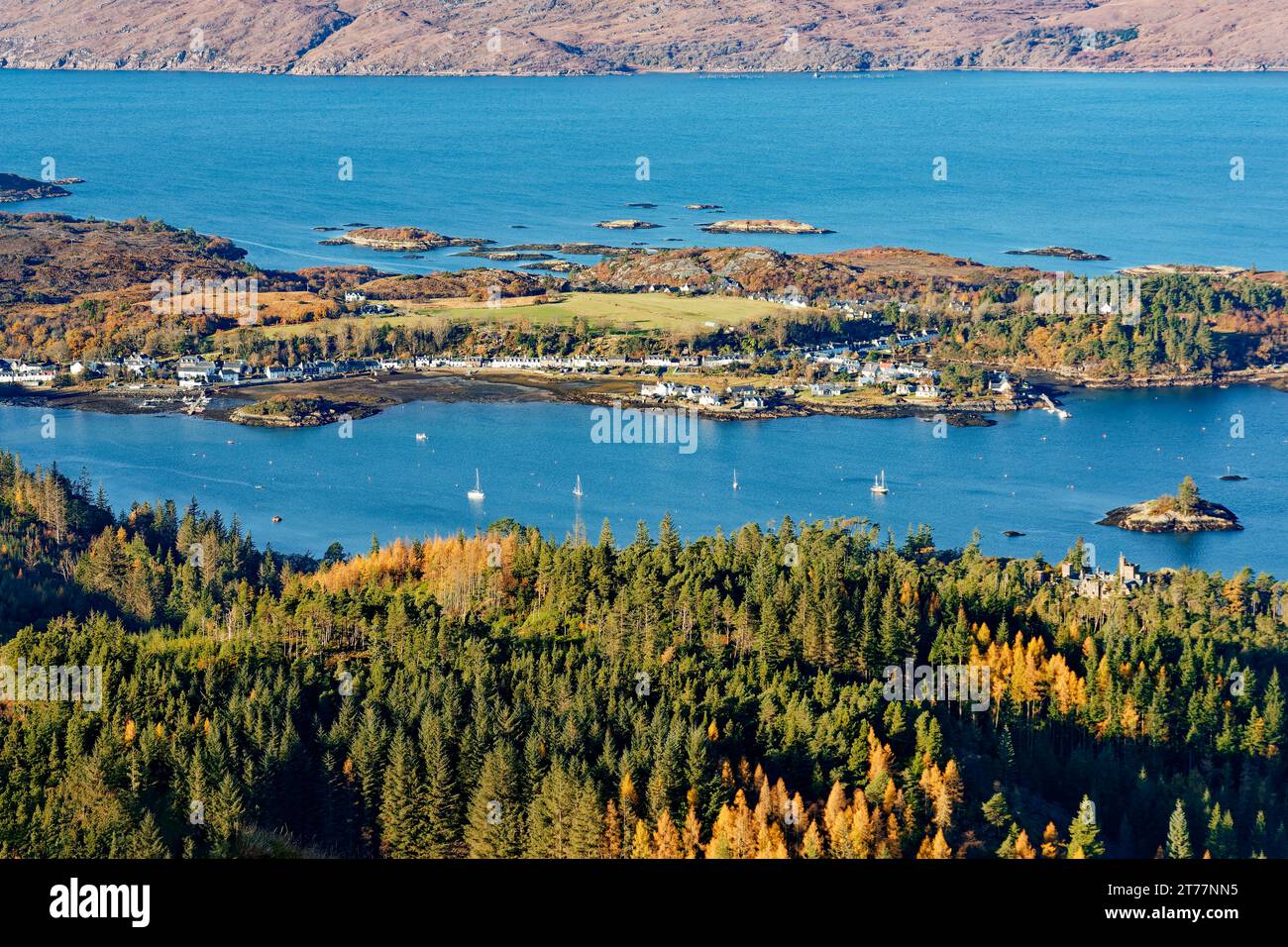 Plockton Loch Carron Wester Ross Scotland autumn sunshine over the ...