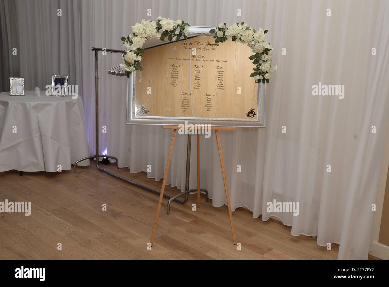 Guest List on a Mirrored Display Stock Photo - Alamy