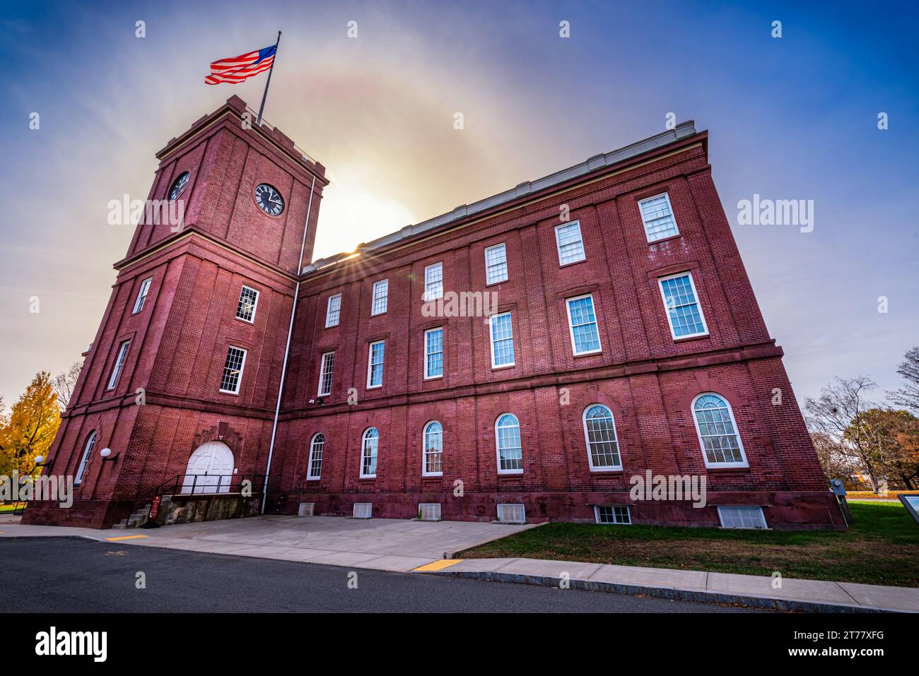 Springfield, MA—Nov 8, 2023; front entrance and clock tower to ...