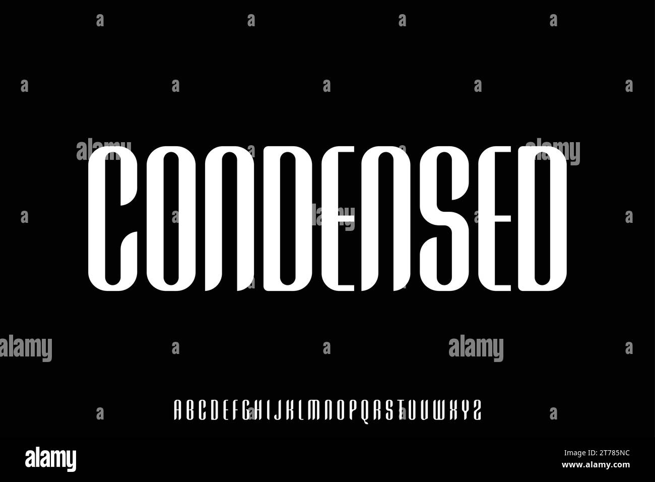 Unique soft condensed alphabet display font vector. Creative tall ...