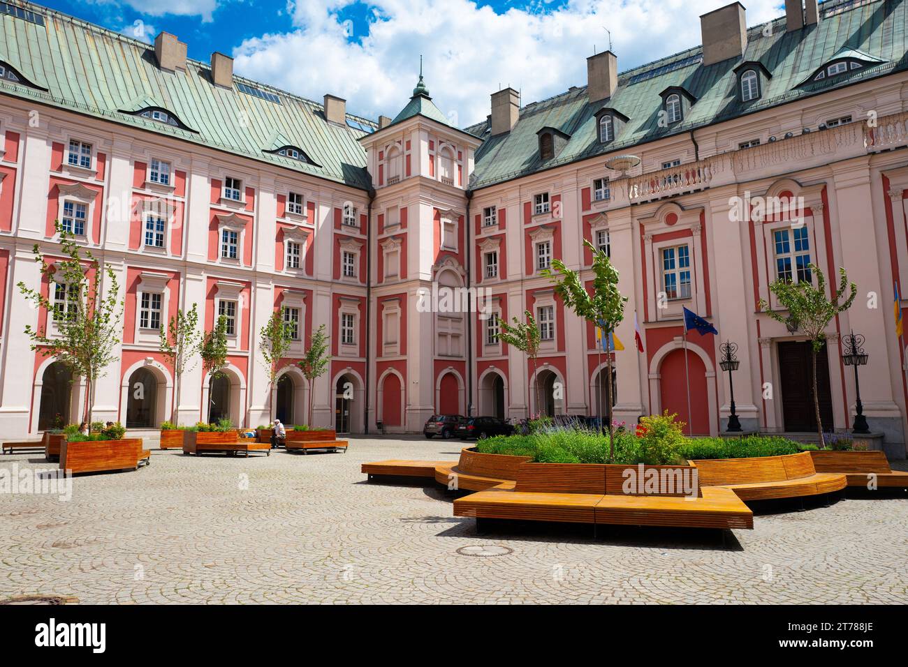 12-07-2022: Fara Collegiate Church. yard of the parish baroque church ...