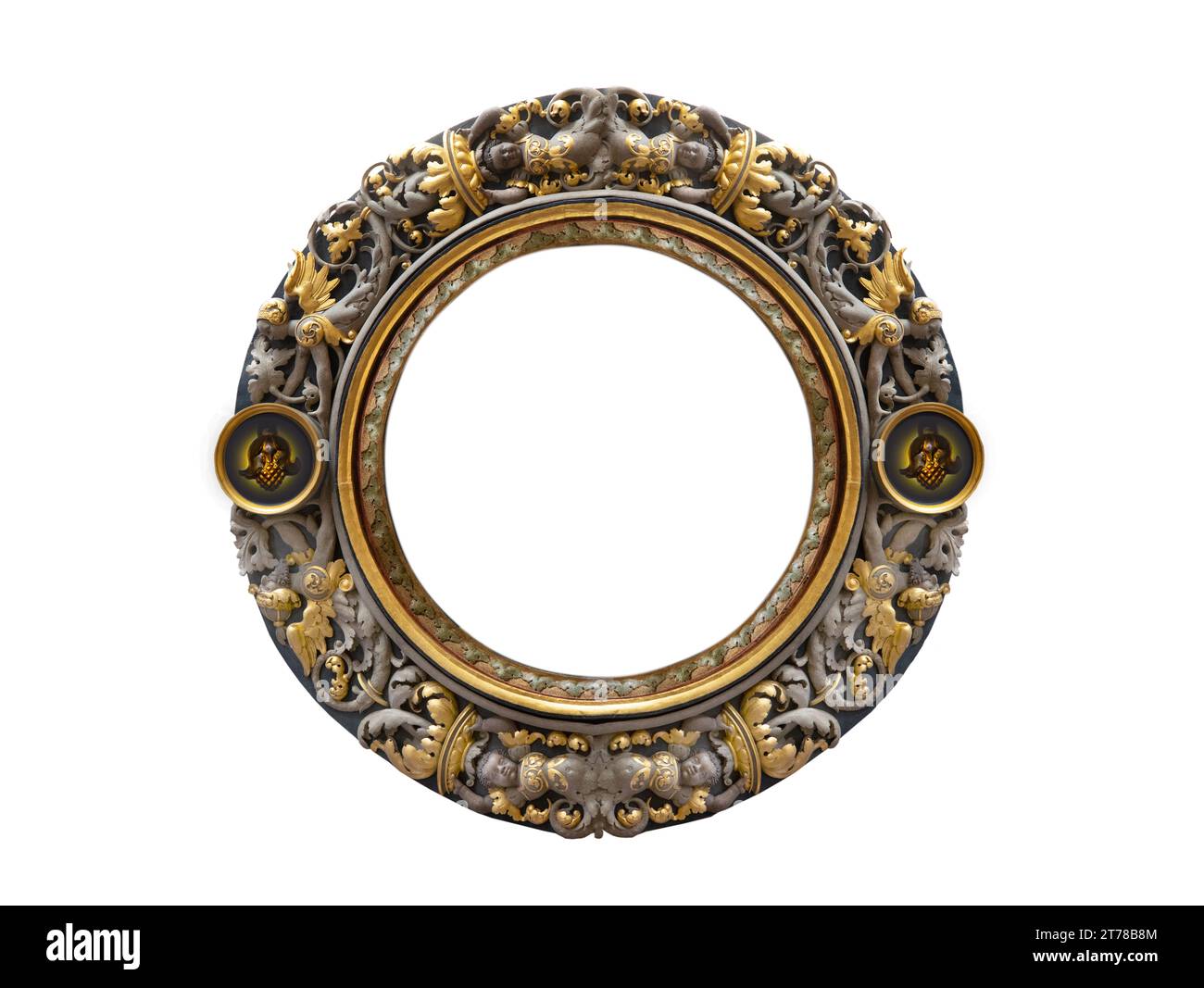 round medieval golden frame isolated on white background Stock Photo ...