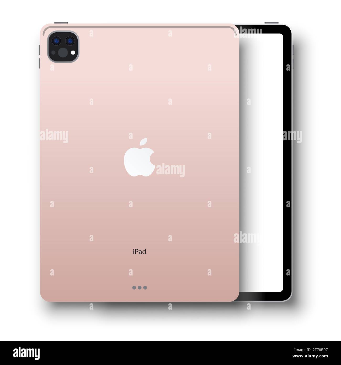 Apple iPad. Mini, Air, Pro models. Screen, pink color. Smart device ...