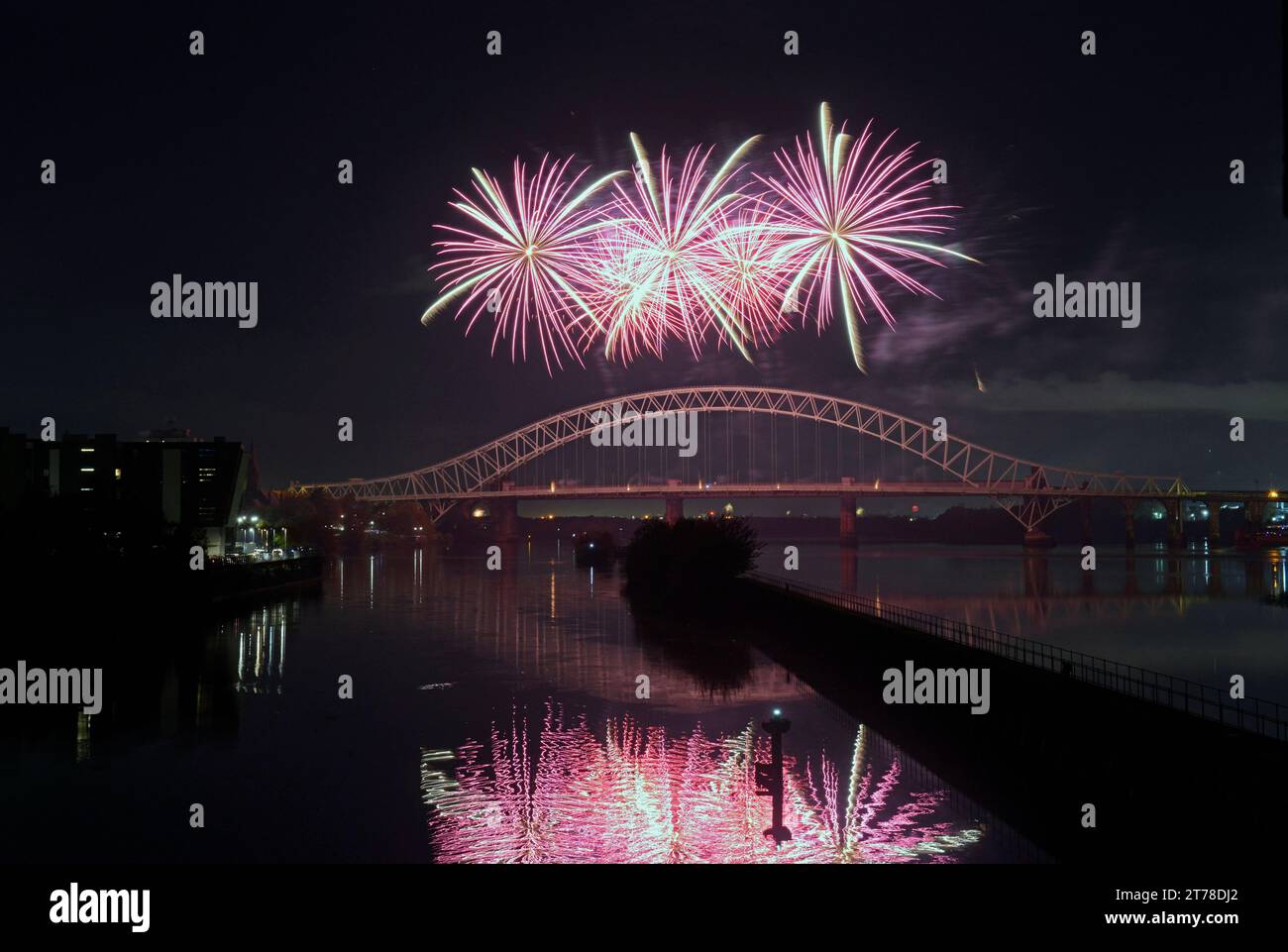 Reflections in the Manchester Ship Canal at Old Quay, Runcorn, of the ...