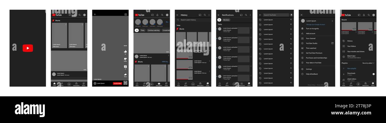 YouTube mobile interface. You Tube screen social media, video hosting ...