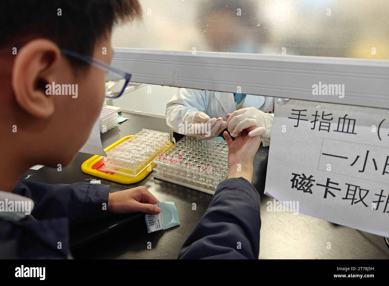 SHANGHAI, CHINA - NOVEMBER 14, 2023 - A doctor draws blood from a ...