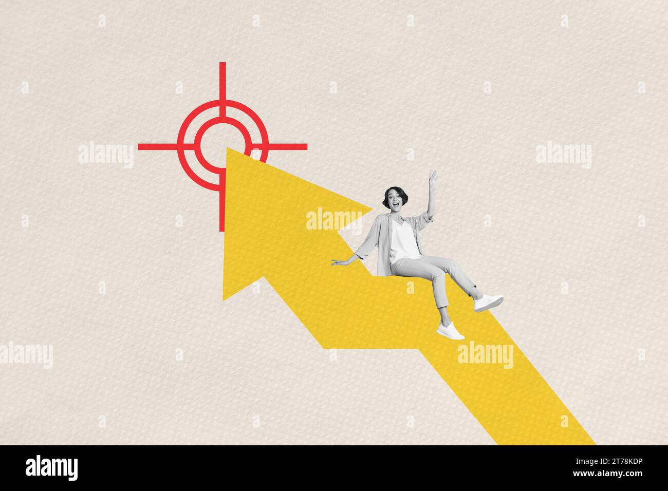 Composite collage image businesswoman put correct trajectory arrow into ...