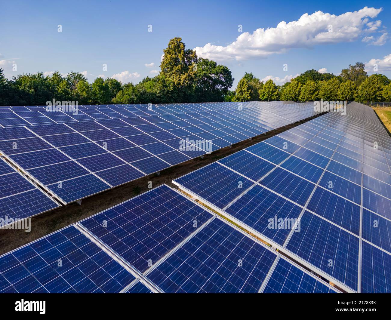 Details of solar panels of a solar power plant in a rural area as an ...