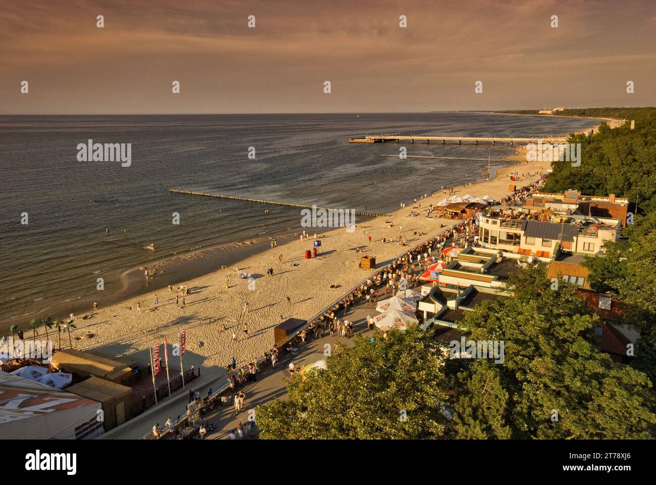 Baltic Sea beach seen from lighthouse at Kołobrzeg in Pomerania, West ... Baltic Sea beach seen from lighthouse at Kołobrzeg in Pomerania, West ...