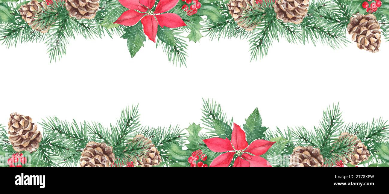Horizontal Poinsettia Border Clip Art Poinsettia Border Floral Vector