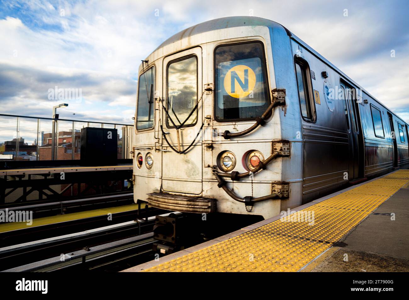 New York Subway Train Leaving the Station Stock Photo - Alamy