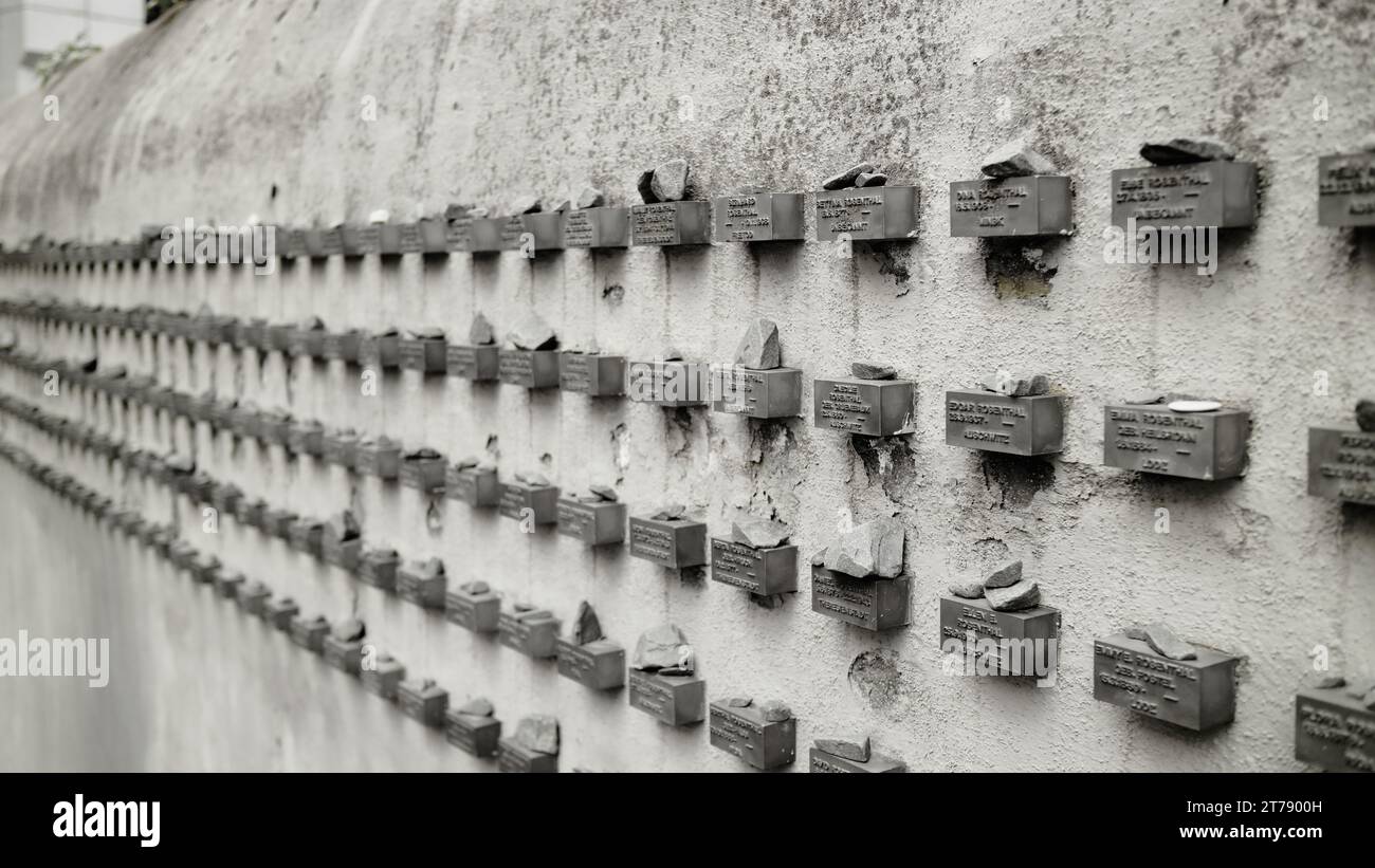 Jewish Cemetery In Frankfurt - Wall With Memorial Plaques Stock Photo ...