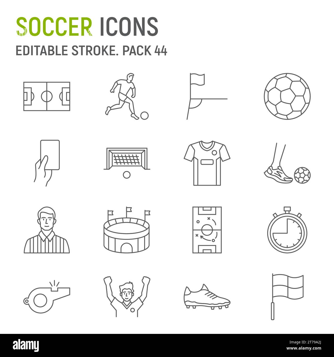 Soccer line icon set, football collection, vector graphics, logo ...