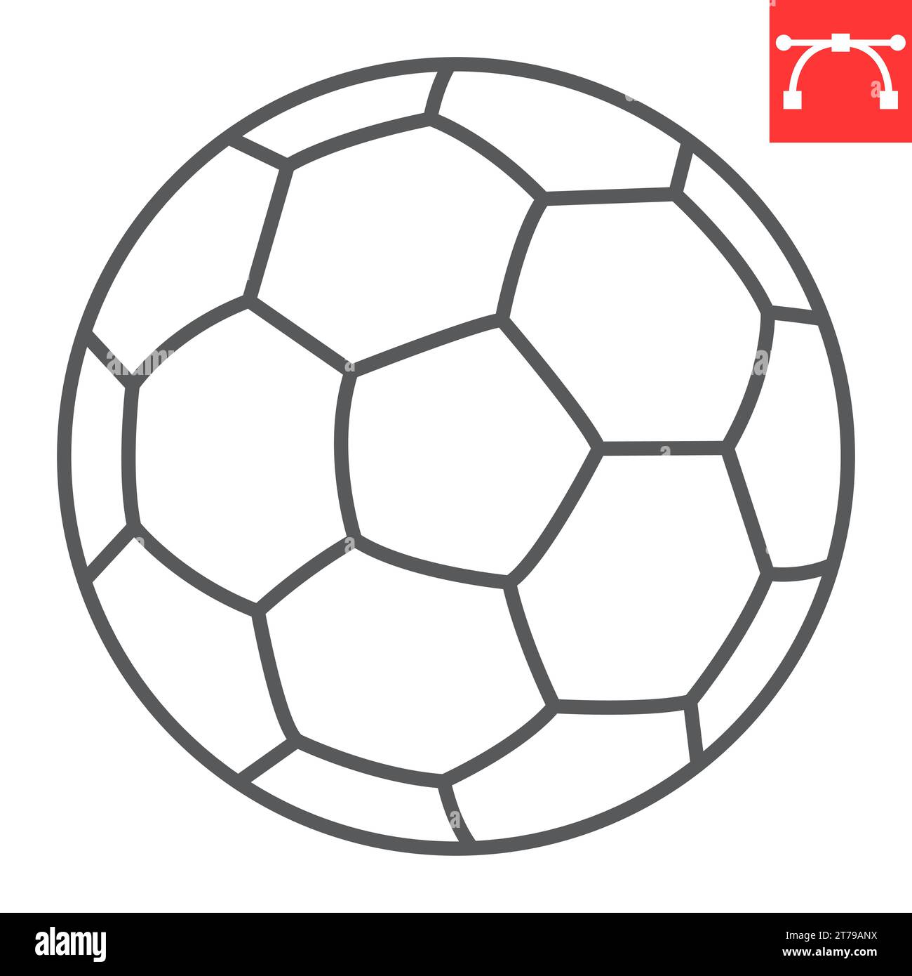 Soccer ball line icon, sport and game, football field vector icon ...