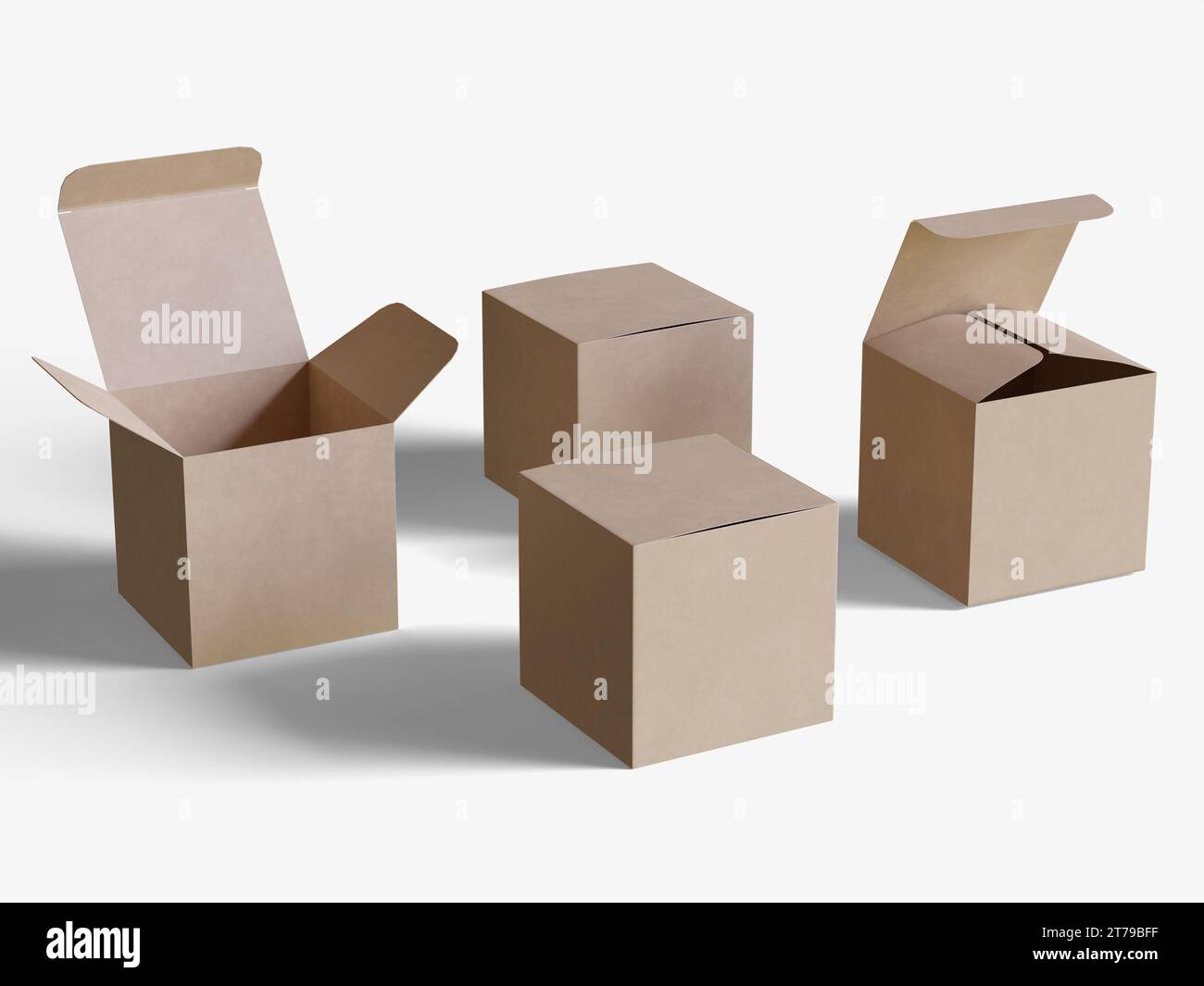 Square box packaging white background cardboard paper with realistic ...