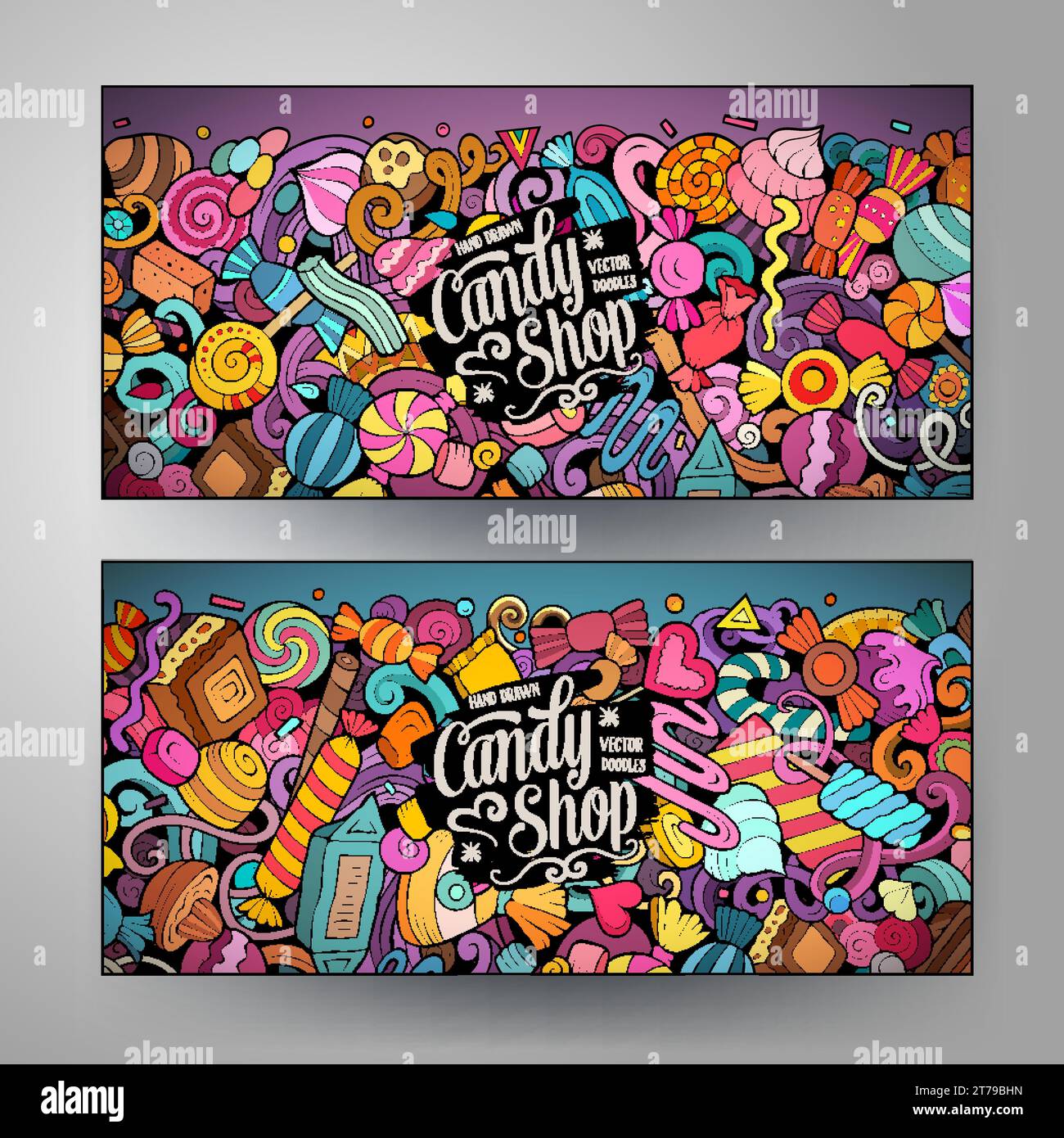 Cartoon vector doodle set of Candies corporate identity templates ...