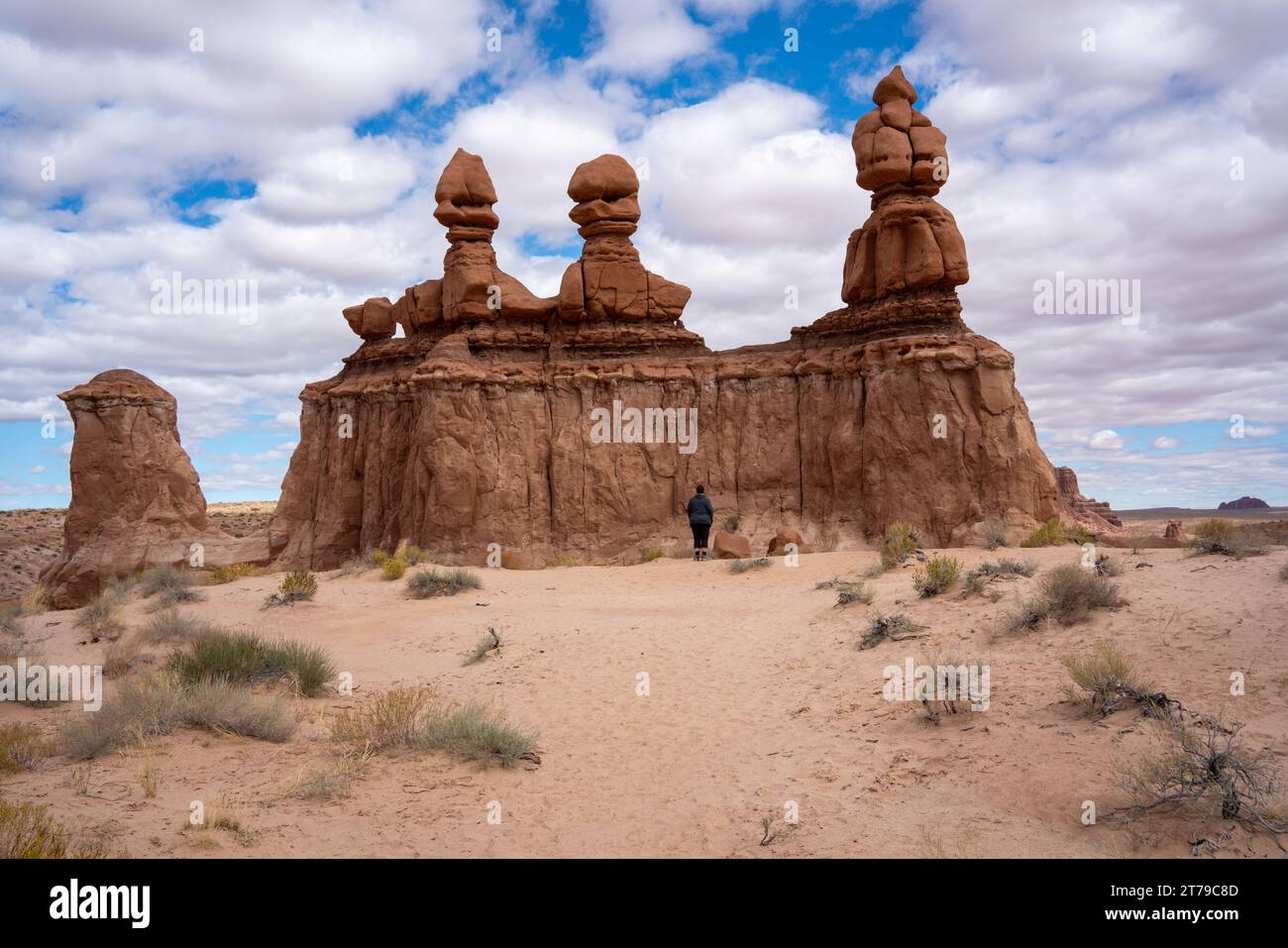 Three Sisters Rock Formation in Goblin Valley Utah Stock Photo - Alamy
