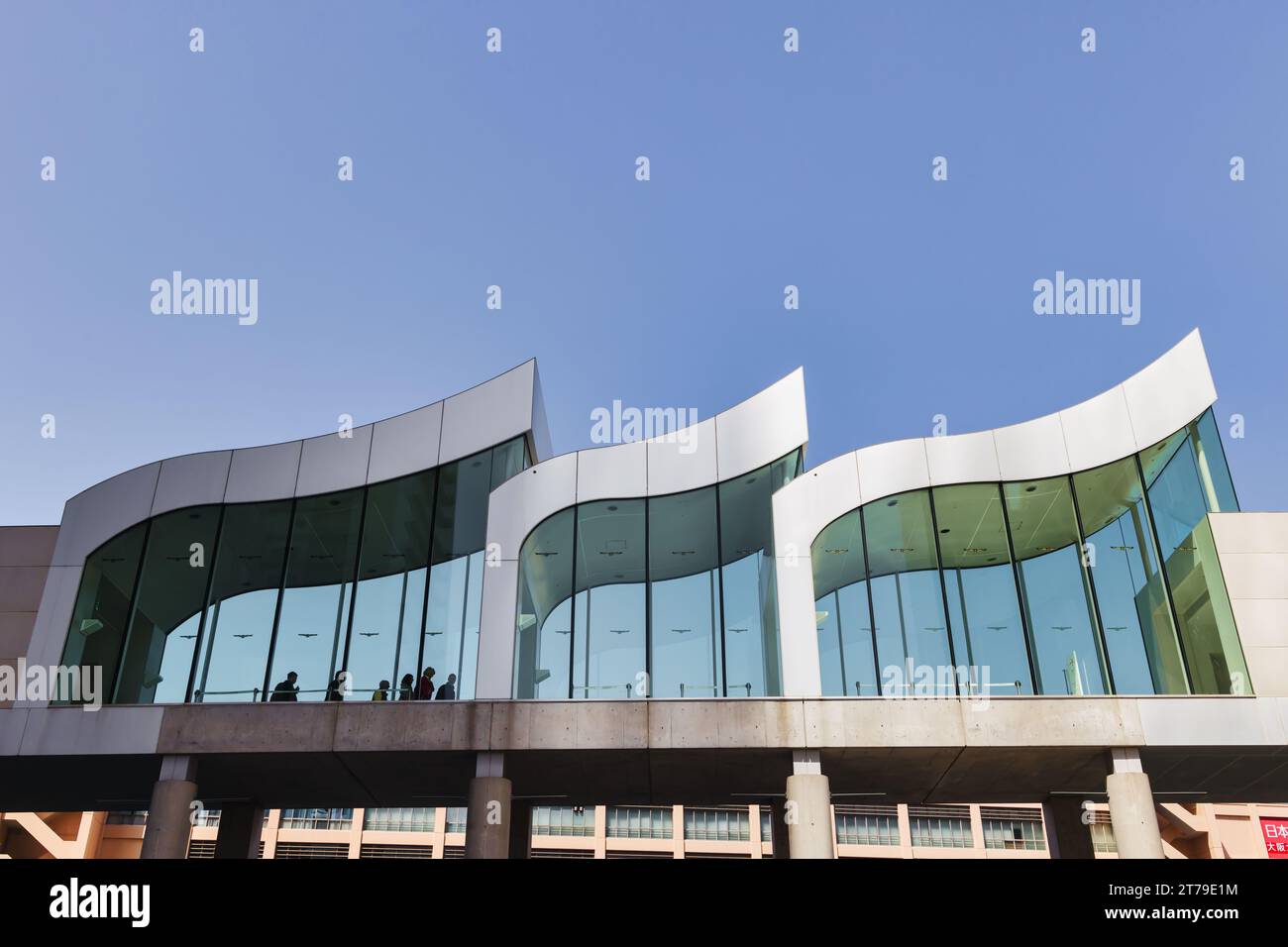 Osaka, Japan - April 12, 2023: modern pedestrian overpass in Umeda ...