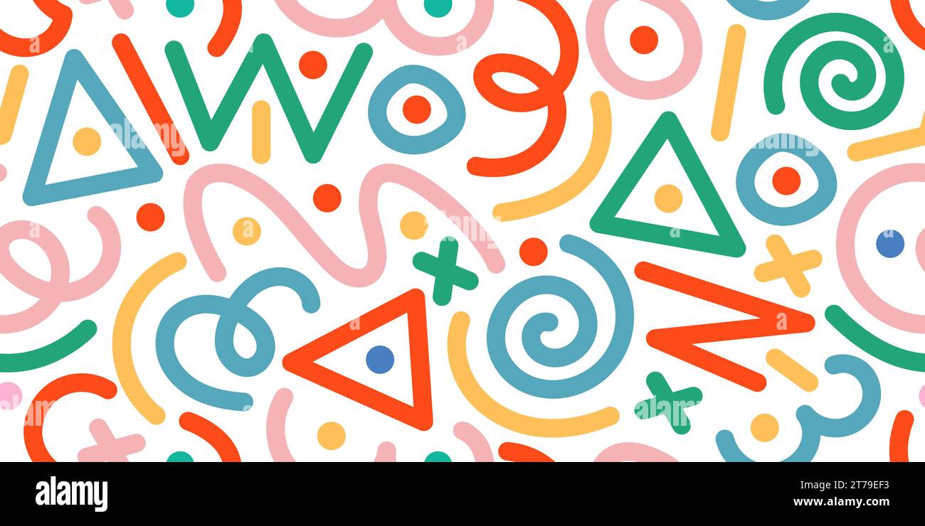 Fun colorful line doodle seamless pattern Stock Vector Image & Art - Alamy