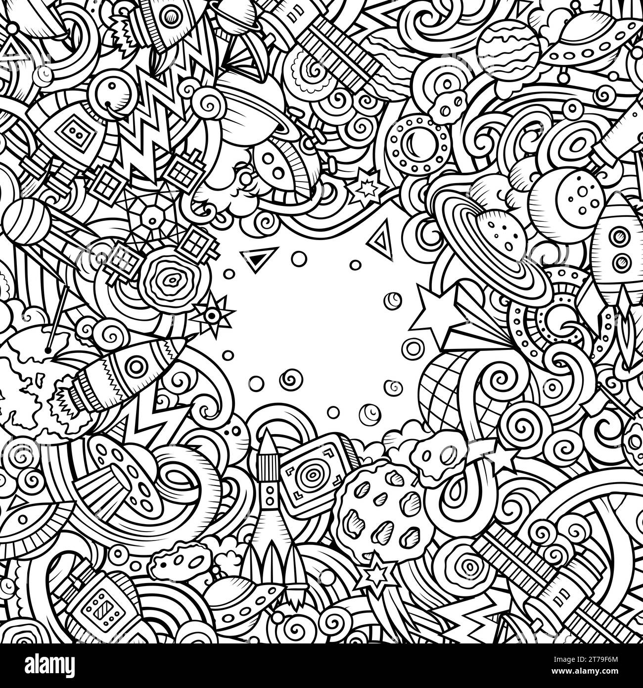 Cartoon vector doodles Space frame Stock Vector Image & Art - Alamy