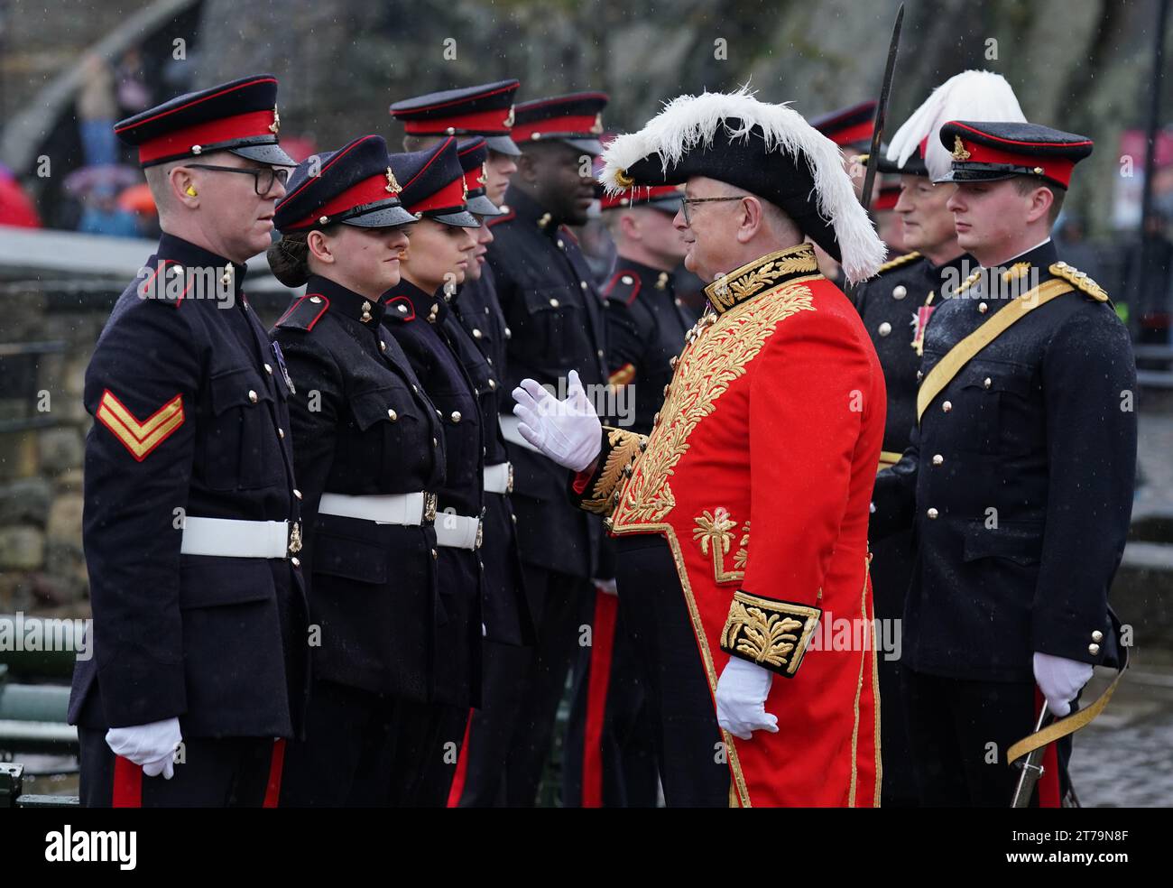 Reviewing officer The Right Honourable the Lord Lyon King of Arms chats ...