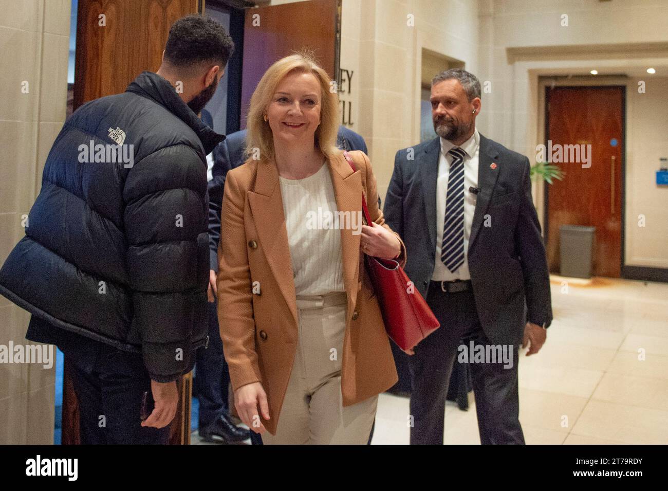 London, UK. 14th Nov, 2023. Former Prime Minister, Liz Truss leaving ...