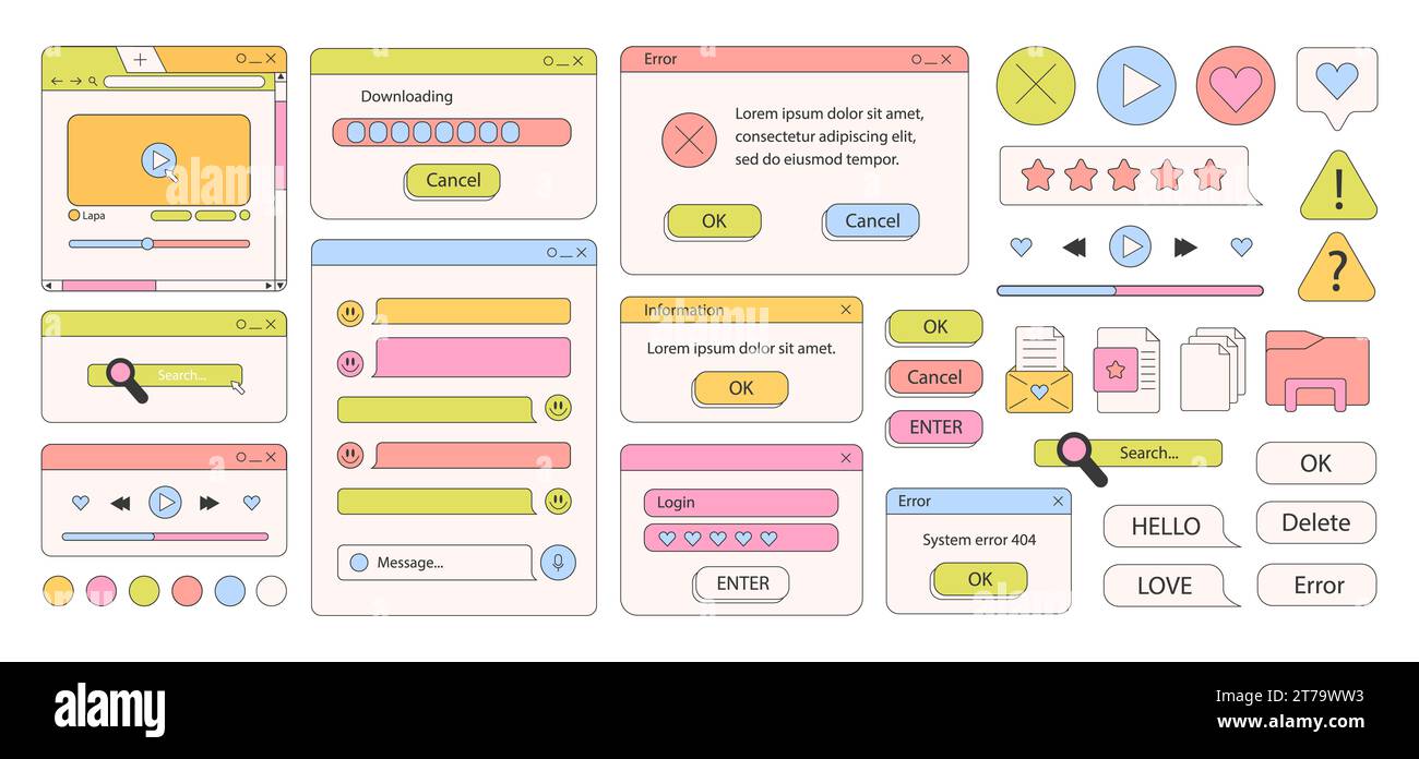 Vaporwave old desktop user interface elements Stock Photo - Alamy