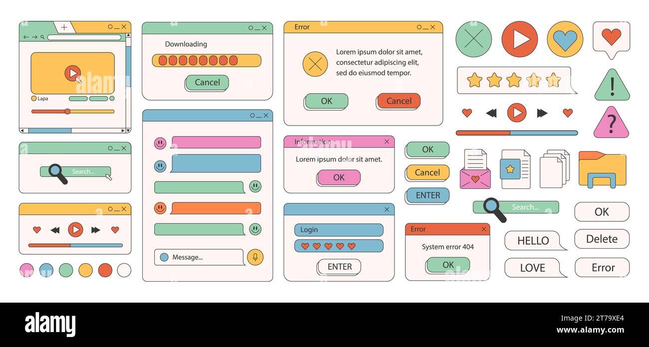 Vaporwave old desktop user interface elements Stock Photo - Alamy