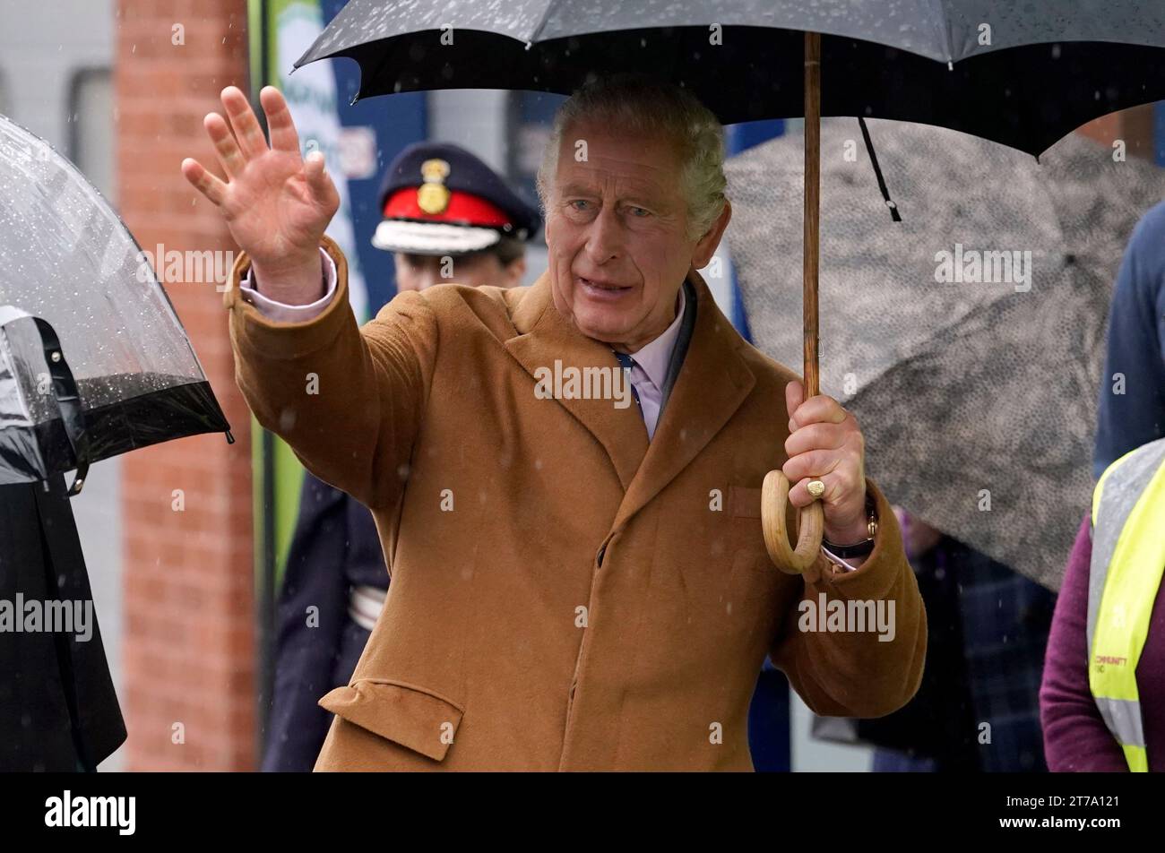 King Charles III waves off van drivers as he leaves the South ...