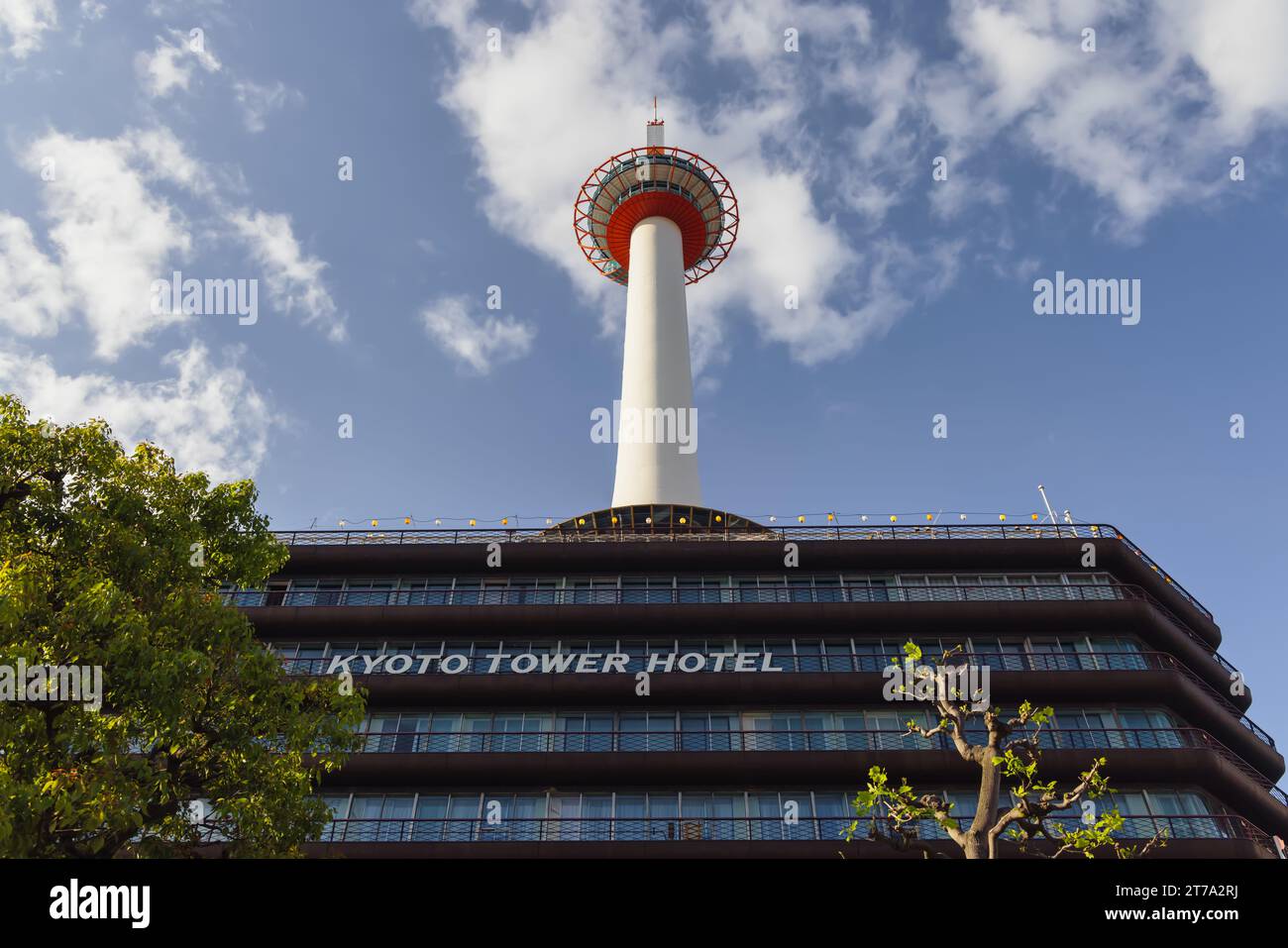 Kyoto, Japan - April 14, 2023: view of the Kyoto Tower with Kyoto Tower ...