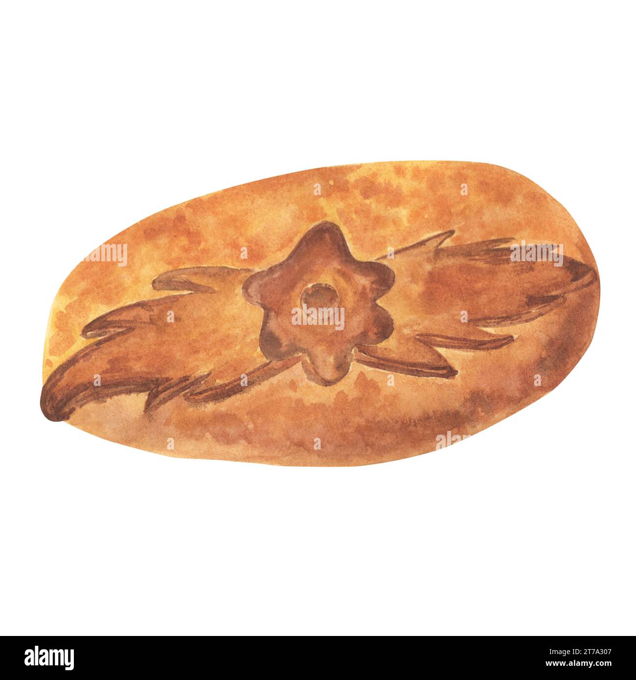 Watercolor closed Pie Illustration isolated on white background ...