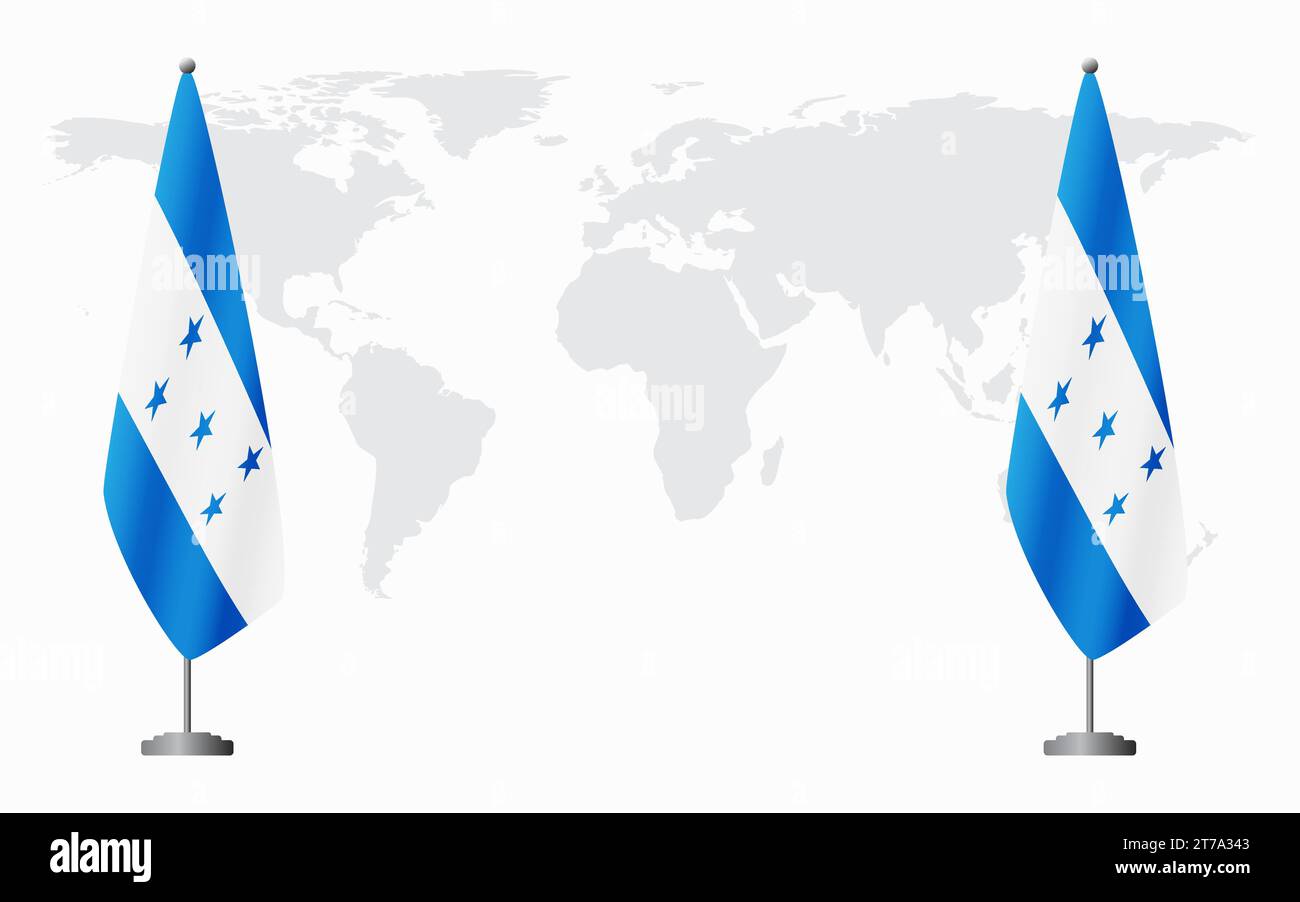 Honduras and Honduras flags for official meeting against background of ...