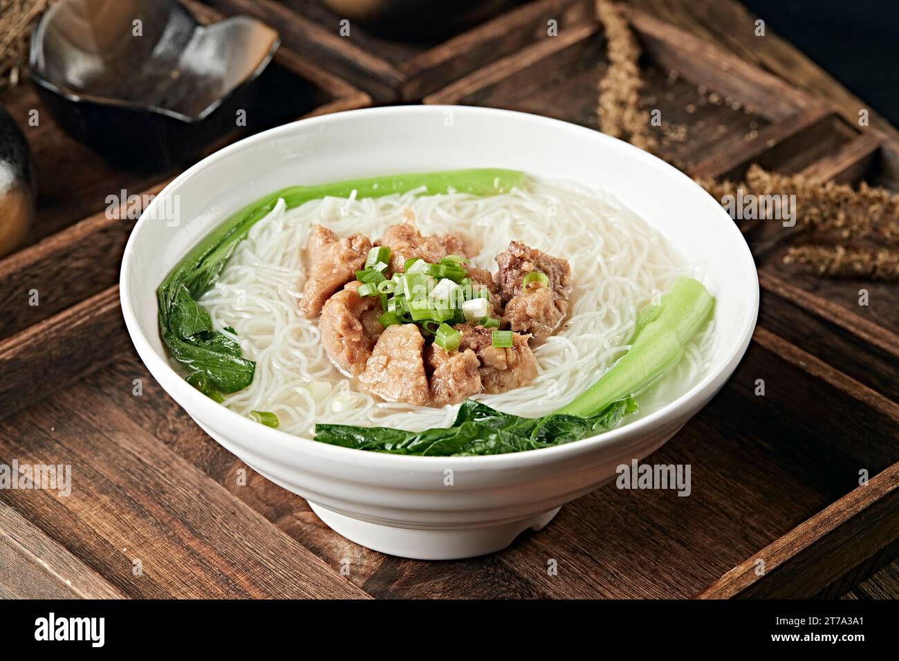 Chicken Rice Noodle Soup with Pork Ribs Stock Photo - Alamy