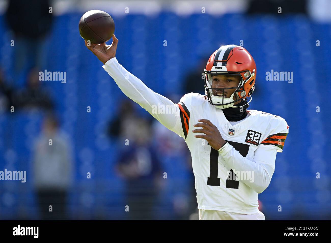 Cleveland Browns quarterback Dorian Thompson-Robinson throws during pre ...