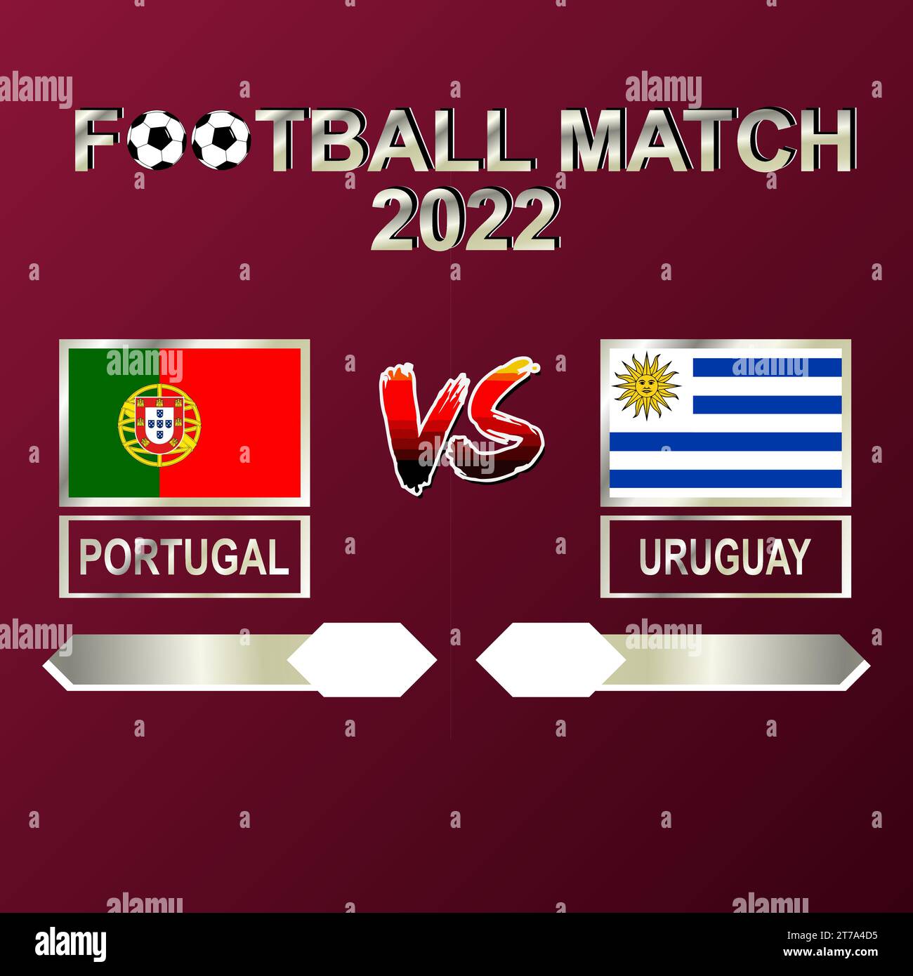 Portugal vs uruguay football competition 2022 template background vector for schedule, result ...