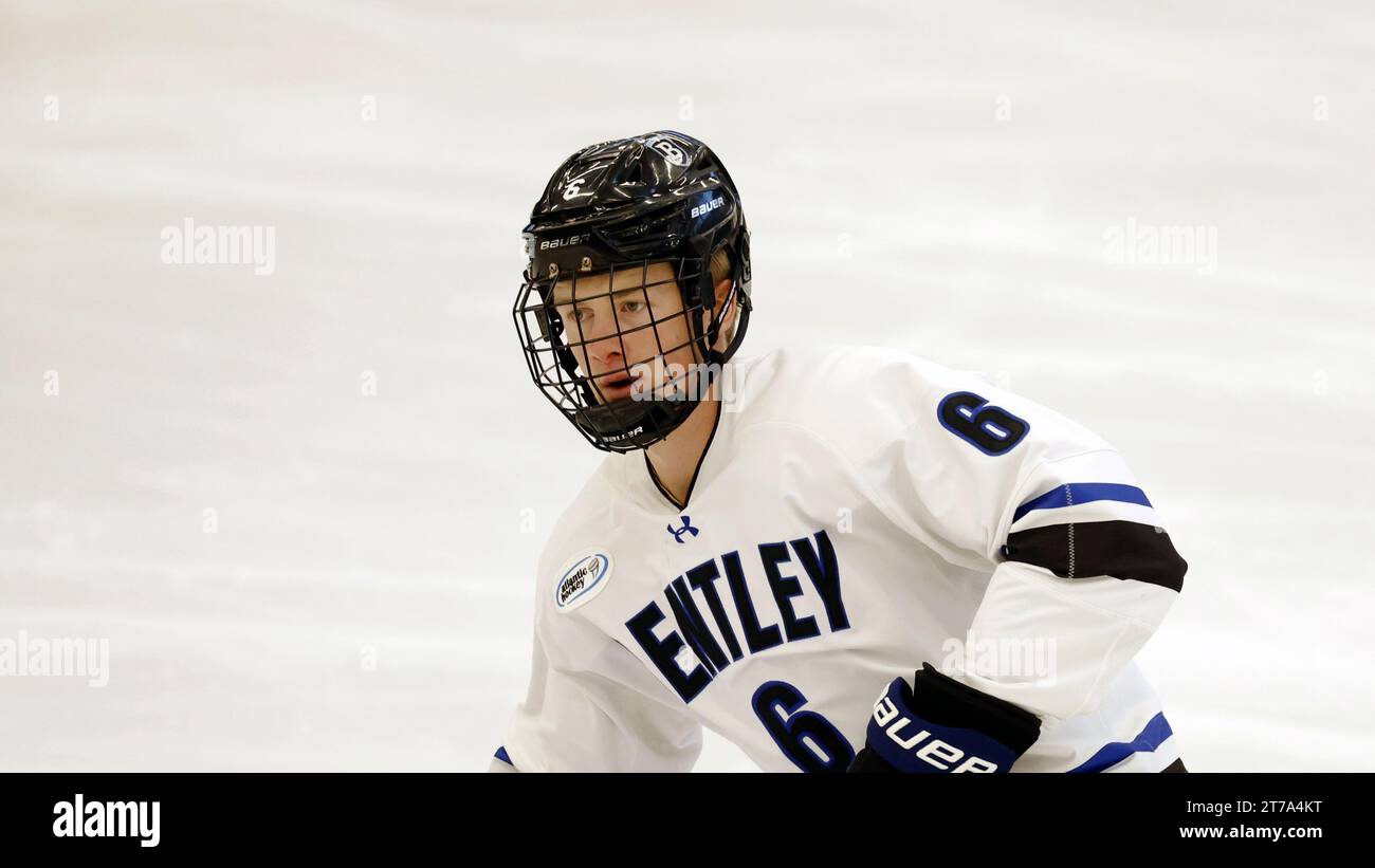 Bentley defenseman Seth Bernard-Docker (6) skates during the first ...