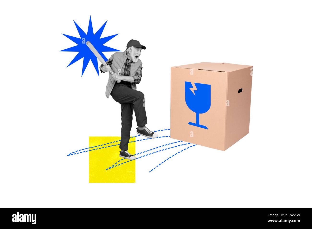 Photo collage artwork minimal picture of funky mature guy beating ...