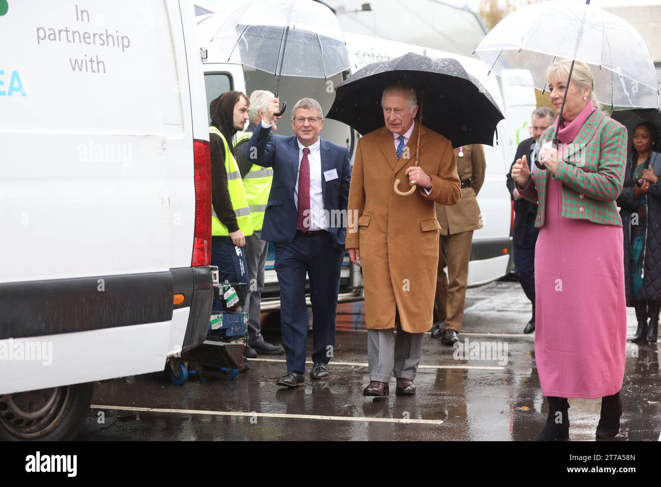 Britain's King Charles III, centre arrives to visit FareShare to launch ...