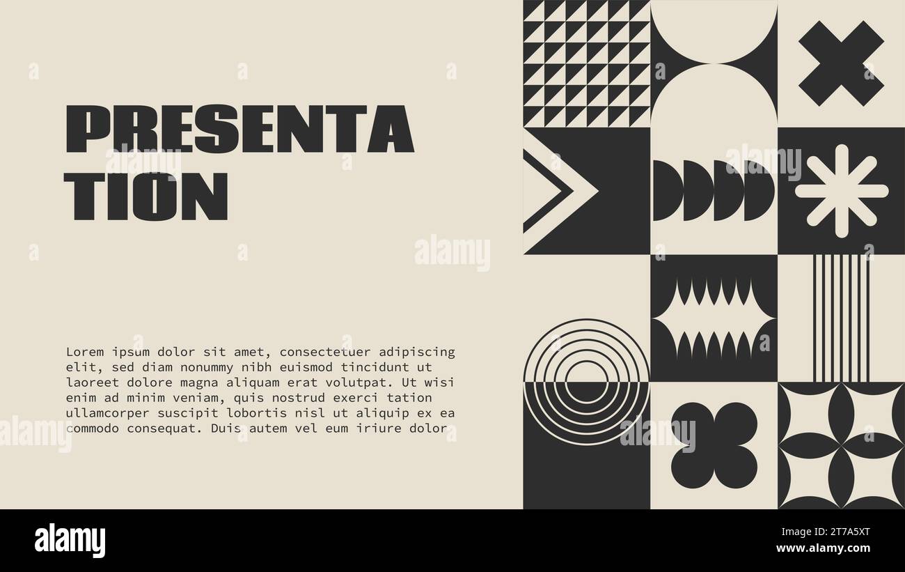 Presentation template. Vector abstract minimal geometric shapes retro ...