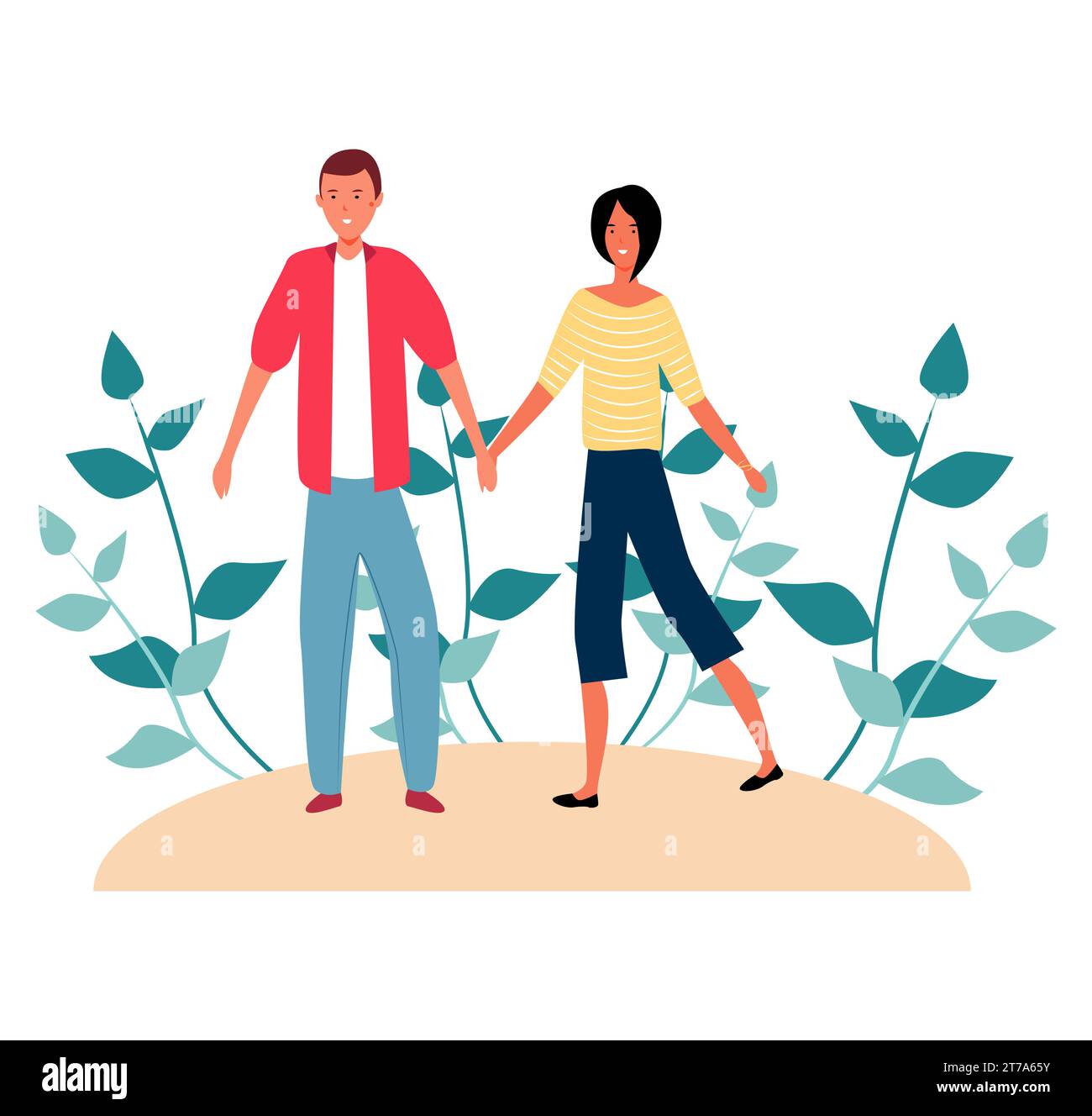 Man woman female couple walking hiking Stock Vector Images - Alamy